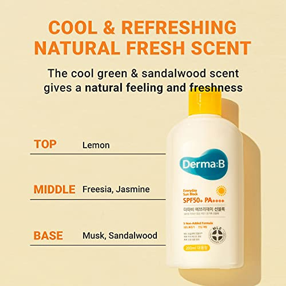 Derma B Everday Sun Block Sunscreen SPF 50+ PA++++ 6.71 Fl Oz, 200ml | Big Size SPF Moisturizer | Facial Body Sunblock | Korean Sunscreen Lotion