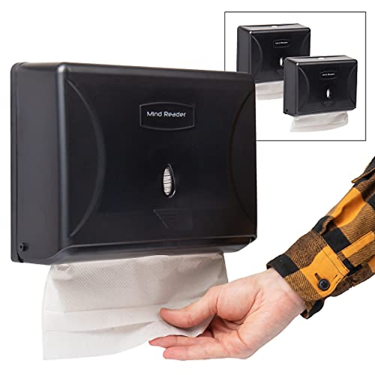 Mind Reader Multifold Paper Towel Dispenser, Paper Towel Holder, Restroom, Wall Mount, Set of 3, Black