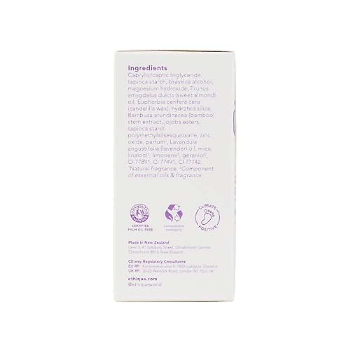 Ethique Botanica Floral Deodorant Stick for Men & Women - Aluminum-Free, Plastic-Free, Vegan, Cruelty-Free, Eco-Friendly, 2.47 oz (Pack of 1)