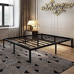 45MinST 14 Inch Platform Bed Frame/Easy Assembly Mattress Foundation / 3000lbs Heavy Duty Steel Slat/Noise Free/No Box Spring Needed, Queen