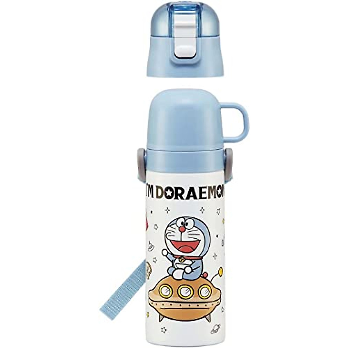 Skater SKDC4-A Children's 2-Way Stainless Steel Kids Water Bottle with Cup, 15.2 fl oz (430 ml), I'm Doraemon, Sanrio, Girls