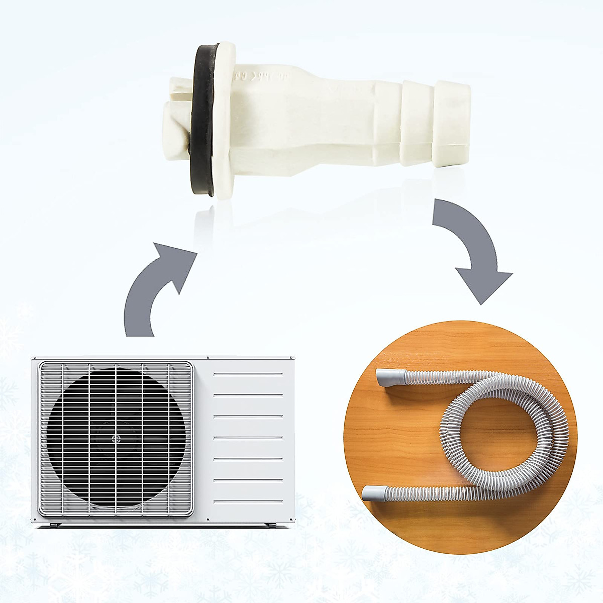 4 Pieces 15 mm/ 0.6 Inch Drain Hose Connector Elbow Fitting Air Conditioner Drain Hose Connector Air Conditioner Drain Hose Adapter with Stainless Steel Hose Hoop for Mini-Split and Window