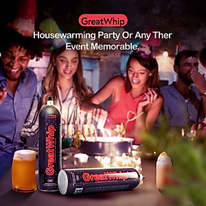 GreatWhip 640g Whipped Cream Chargers Cylinders Aluminum Construction Lightest Whip Cream Tank Cartridge (3 Cylinders)