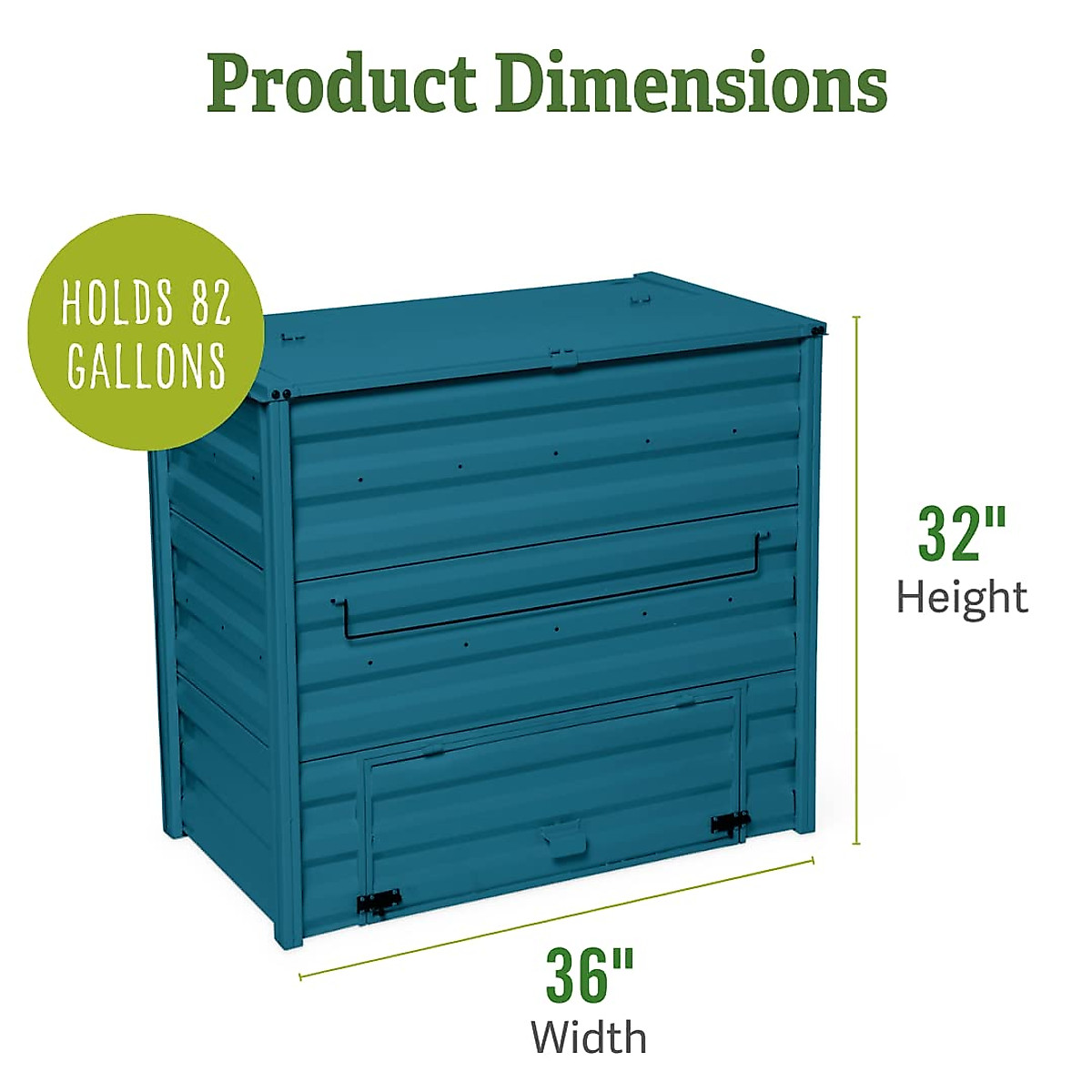 Gardener's Supply Company Demeter Metal Compost Bin | Weatherproof Powder-Coated Galvanized Steel Large Outdoor Composter | 36" W x 20" D x 32" H - Steel Blue