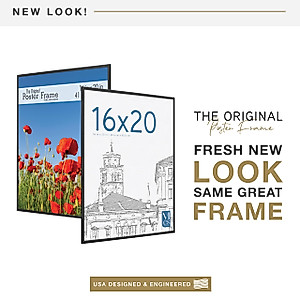 MCS Original Poster Frame 16x20 Black Lightweight Vertical & Horizontal Wall Hanging Large Picture Frame for Posters, Art Prints & Gallery Wall (2-Pack)