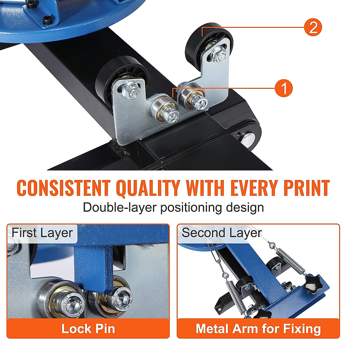 VEVOR Screen Printing Machine, 4 Color 4 Station 360° Rotable Silk Screen Printing Press, 21.2x17.7in / 54x45cm Screen Printing Press, Double-Layer Positioning Pallet for T-Shirt DIY Printing