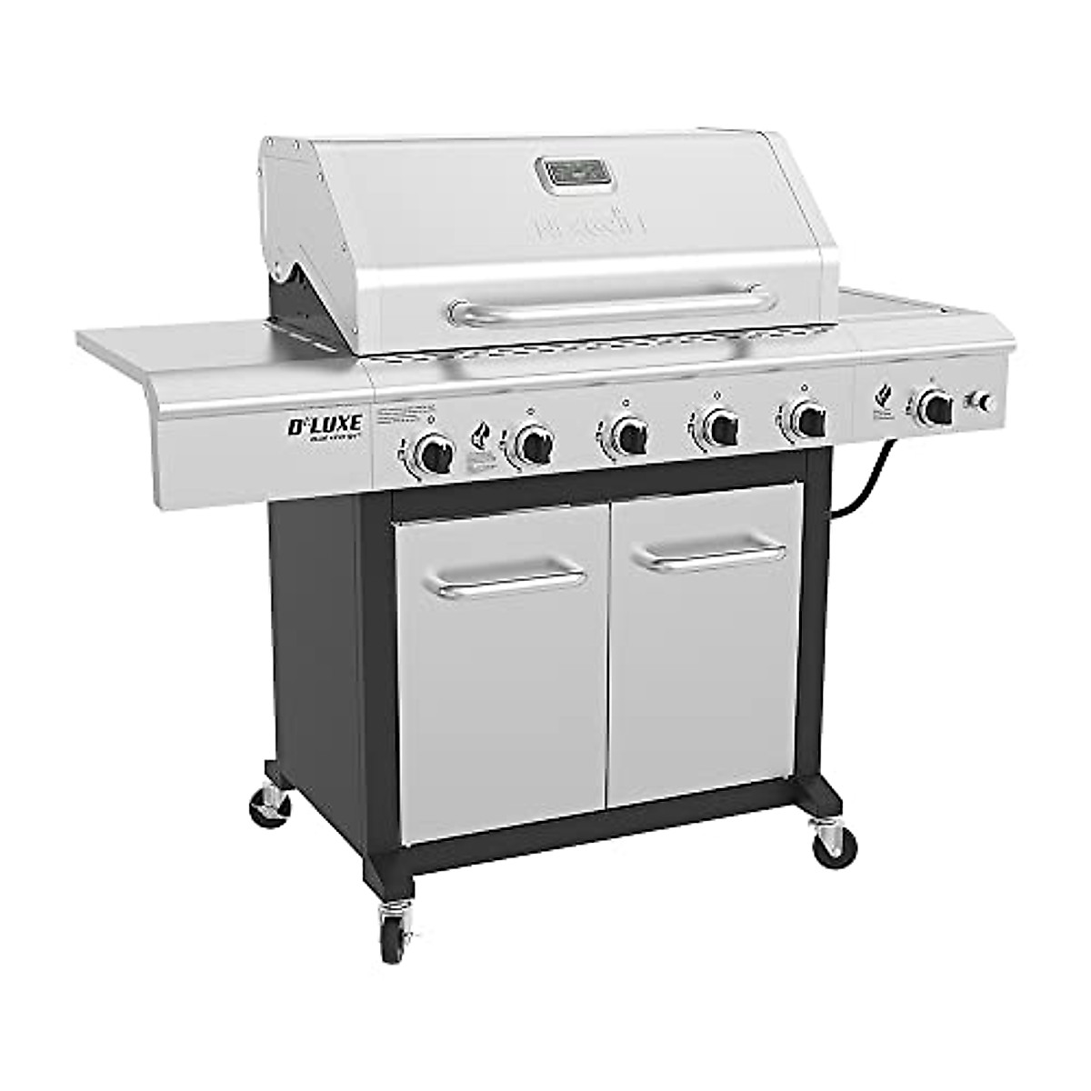 Nexgrill Deluxe 5-Burner Propane Barbecue Gas Grill with Side Table and Ceramic Searing Side Burner, 771 sq. in., 75000 BTUs, Black, Outdoor Cooking, Patio, Barbecue Grill, 720-1046A