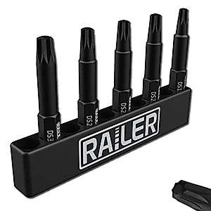 Double Square 8 Point Star Bit Set. Railer Premium S2 Steel 2 Inch 8 Spline Double Square Bit Set With A Storage Bit Holder (5pc Set)