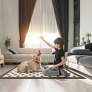 AUTODECO 2 PCS Farmhouse Kitchen Mats and Rug Set - Vintage Water Absorb Microfiber Kitchen Rug Non Skid Washable for Bathroom Laundry Room 17"x29.5"+17"x47", Beige&Black