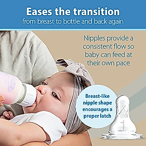 Dr. Brown's Natural Flow® Anti-Colic Options+™ Narrow Glass Baby Bottle Starter Set with Silicone Sleeves,Brush and Soft 100% Silicone HappyPaci™ Pacifier for Newborns