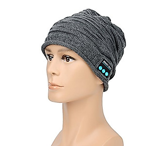 Wireless Bluetooth Beanie,Unisex Outdoor Sport Knit Hat with Stereo Speakers & Microphone