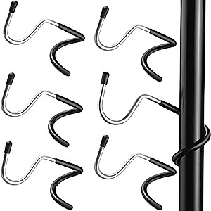 Coume 5 Pcs Shelf Pole Hooks Silver Black Steel Attachment Heavy Duty Wire Shelving Rack Utility Hanger Safety Wrap Hook for Storage Garage Use with Metal or Shelves and Racks