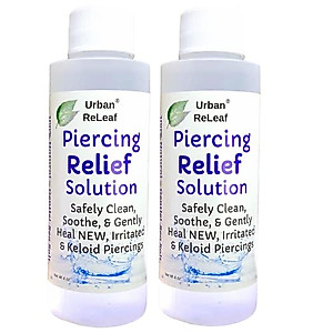 Urban ReLeaf 8 oz. Set Piercing Relief Solution ! Aftercare Sea Salt Help for Keloid, Bump, Irritated & New. Made in USA. Clean Soothe Heal Natural