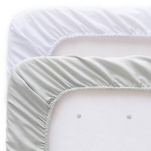 Baby Bassinet Sheets 4 Pack Compatible with SNOO Smart Sleeper and Chicco LullaGo Anywhere Portable Bassinet, Ultra Soft & Skin-Friendly, Grey and White