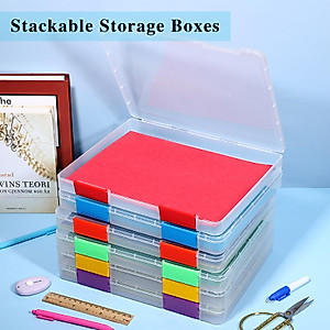 PerKoop 6 Pcs Clear A4 File Box Document Plastic Storage Box Paper Plastic Case Board Game Storage Containers Magazine Protector File Holder with Buckle (Colorful,12.4 x 9.84 x 1.18 Inches)