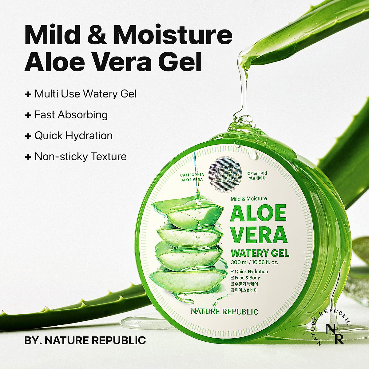 Nature Republic New Soothing Moisture Aloe Vera Gel 92 Percent Korean Cosmetics, 10.56 Fluid Ounce