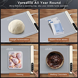 FYY Food Warming Mat - Electric Warming Tray with 6 Temperature Settings and 6 Hours Timer, Full Surface Graphene Heating Food Warmer, Premium Rollable Heating Tray for Gatherings, Parties, Grey