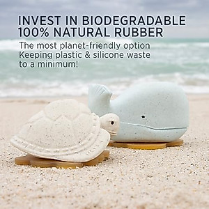 HEVEA Squeeze'n'Splash Rubber Duck & Frog Bath Toys Gift Set - Bath Toy for Babies and Toddlers - 100% Natural Rubber, Plant Based, Plastic-Free, BPA-Free