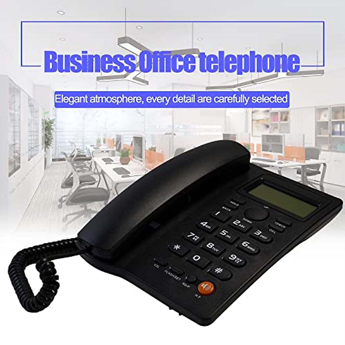 Desktop Telephone with Display Screen, Fixed Telephone with LCD Brightness Adjustable, Desktop Telephone with Hands-Free Function
