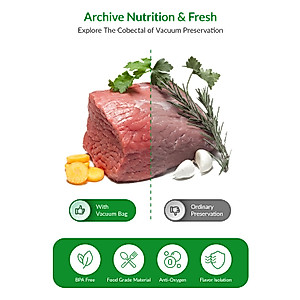 Vacuum Sealer Rolls Bags, 4 Rolls 11" x 25' Commercial Grade BPA Free Bag Rolls, Heavy Duty, Vacuum Storage Bags Food for vac storage, Meal Prep or Sous Vide