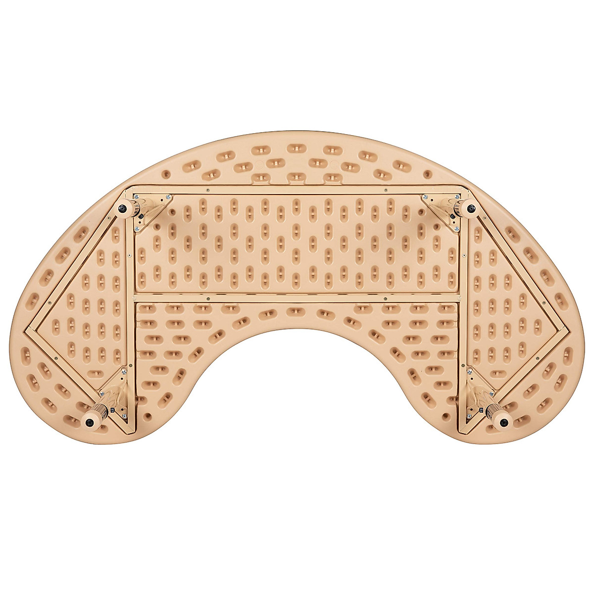 EMMA + OLIVER 35" Wx65 L Half-Moon Natural Plastic Adjustable Activity Table-School Table for 8