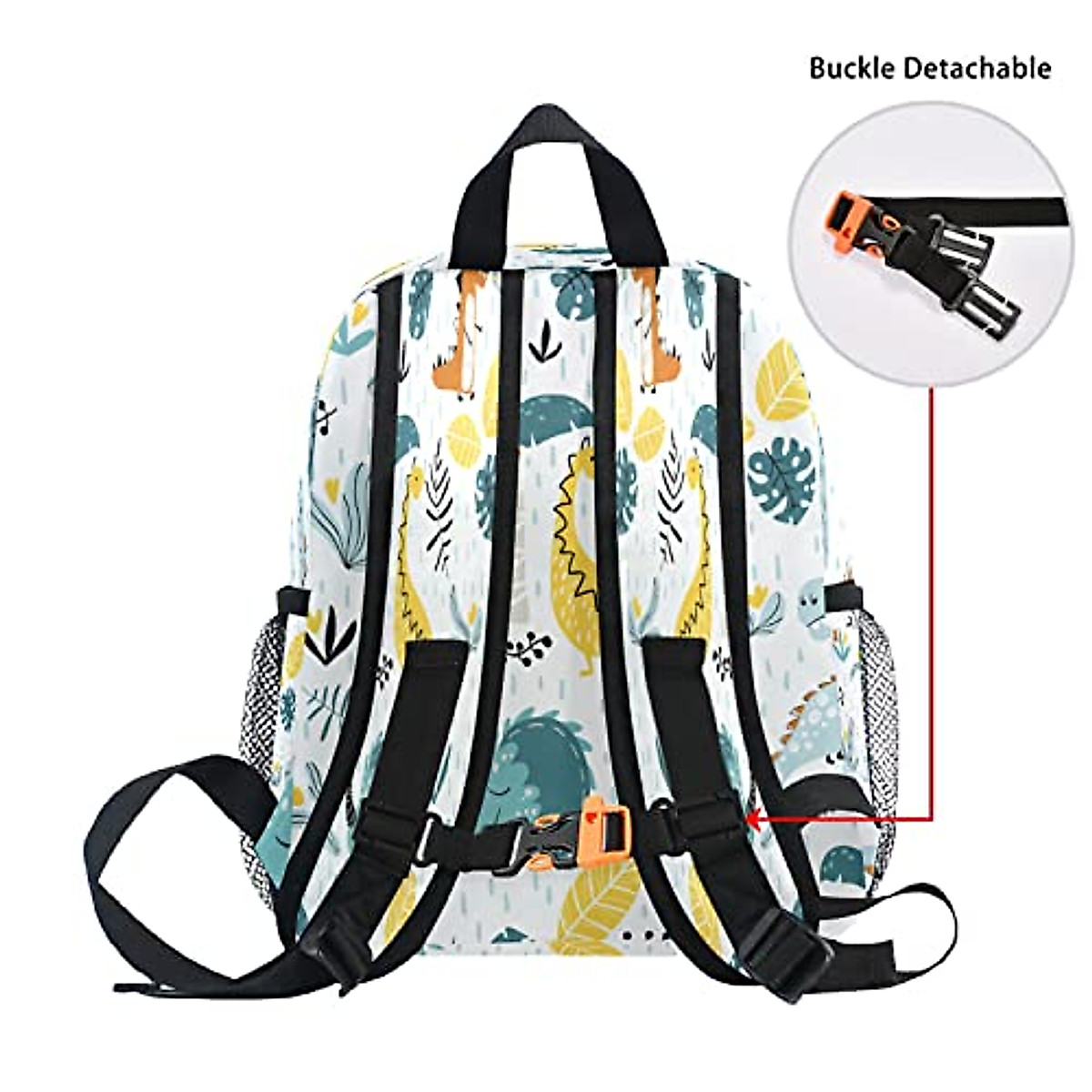 senya Yellow Cute Dinosaurs Kids Backpack with Chest Clip, Toddler Schoolbag Preschool Bag for Girls Boys One Size