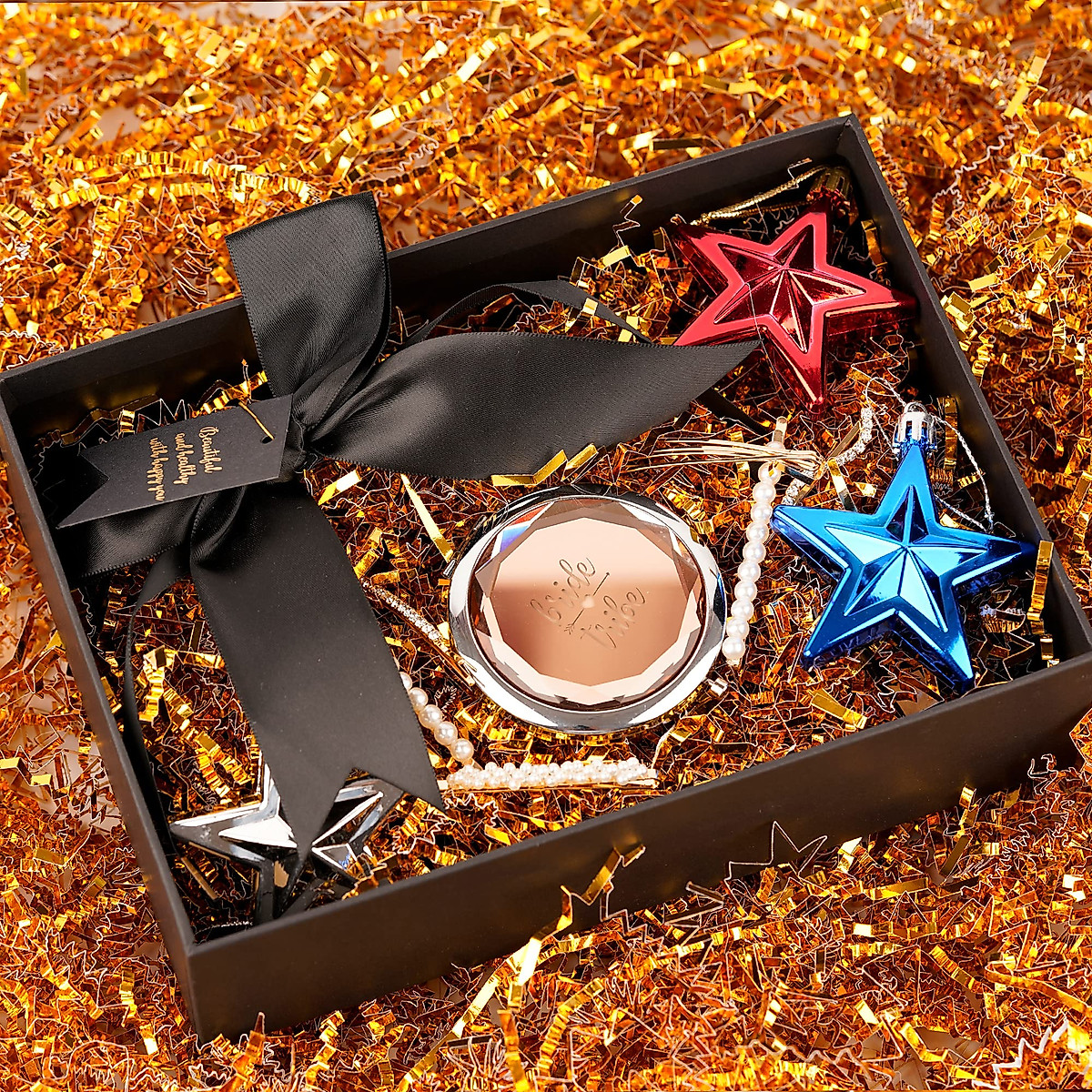 Kolewo4ever 1LB Crinkle Cut Paper Shred Filler Metallic Shredded Paper Filler Strands Shred Raffia Tissue Craft Bedding Cushion, Wedding Birthday Bridesmaid Engagement Gift Box Bag Retail (Gold)