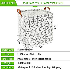 ASKETAM Square Canvas Collapsible Fabric Baby Toy Box Storage Bin Bedroom Decor Closet Kids Laundry Baskets Toy Organizer,Shelf Basket Nursery Storage,Gift Baskets(Geometric Rhombus)