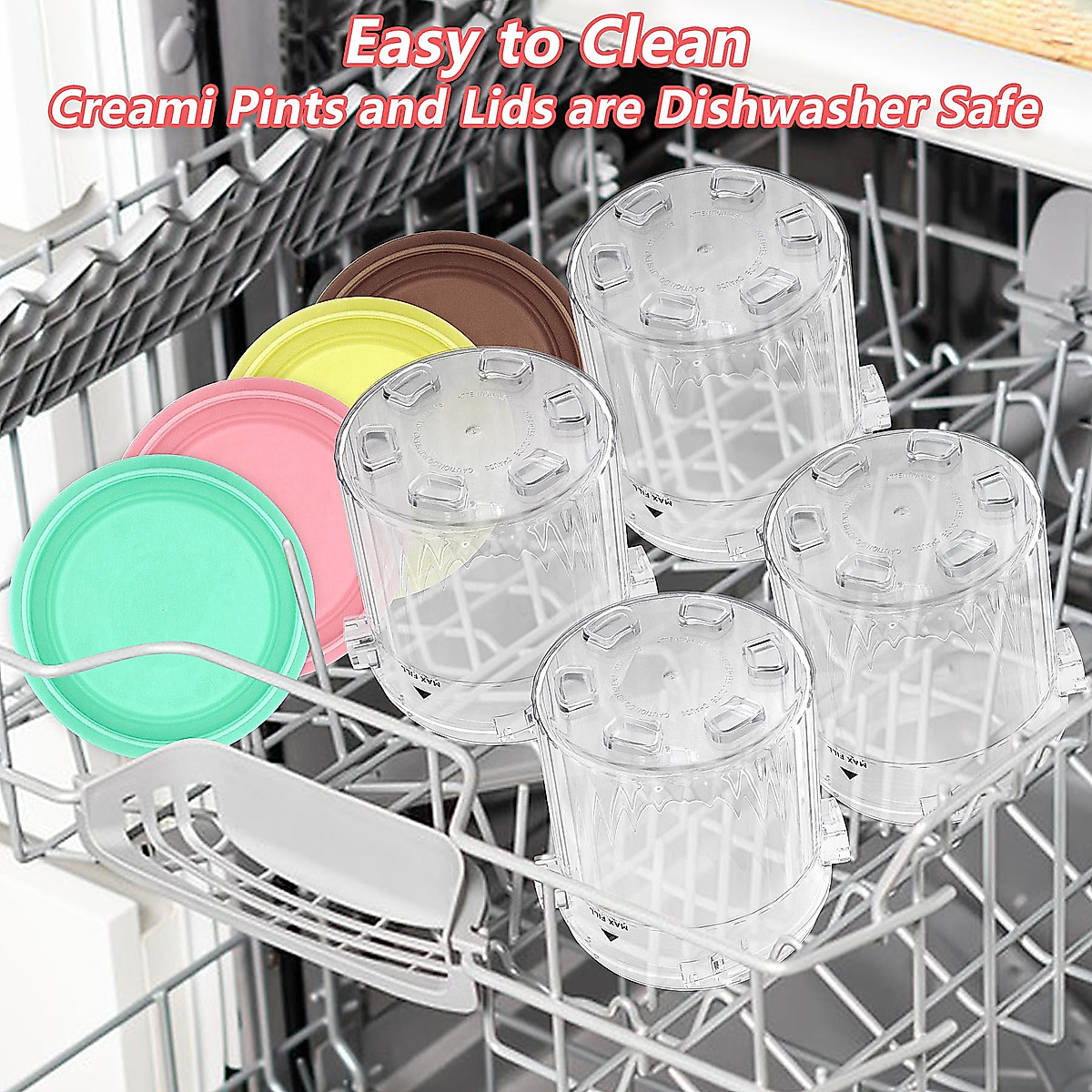 FOTRIC 16oz Ice Cream Containers Replacement for Ninja Creami Breeze Pints and Lids - 4 Pack, Compatible with NC100 NC200 NC201 CN205A Series, BPA-Free & Dishwasher Safe