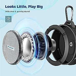 Mini Shower Speakers, IP65 Waterproof Bluetooth Portable Speakers and True Wireless Stereo and Dsp Technology, 6 Hours Playback and Microsd Card, Internal Microphone, Suction Cup, for Pool, Beach
