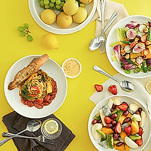 LIFVER 9.75" Large Pasta Bowls, 50 Ounces Salad Bowls Large, White Pasta Bowl Set of 4, Ceramic Pasta Plates Set, Wide Shallow Bowls Set, Microwave Dishwasher Safe