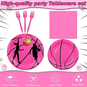 Zubebe 120 Pcs Pink and Gold Party Supplies for 24 Guests Baby Shower Disposable Dinnerware Set Includes 48 Paper Plates 24 Cups 24 Forks 24 Napkins for Wedding Party Bridal Shower Baby Shower