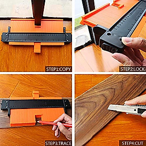 Contour Gauge Profile Tool with Lock, AMPLE 5 and 10 inch Widen Outline Shape Duplicator, 3 Pack Plastic Angle Measuring Woodworking Ruler, Finder, Precisely Copy Irregular Duplication Gauge Corners