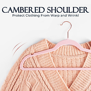 HOUSE DAY Velvet Hangers 30 Pack, Premium Clothes Hangers Non-Slip Felt Hangers, Sturdy Pink Hangers Heavy Duty Coat Hangers, Durable Suit Hangers, Space Saving 360 Rotating Rose Gold Hook