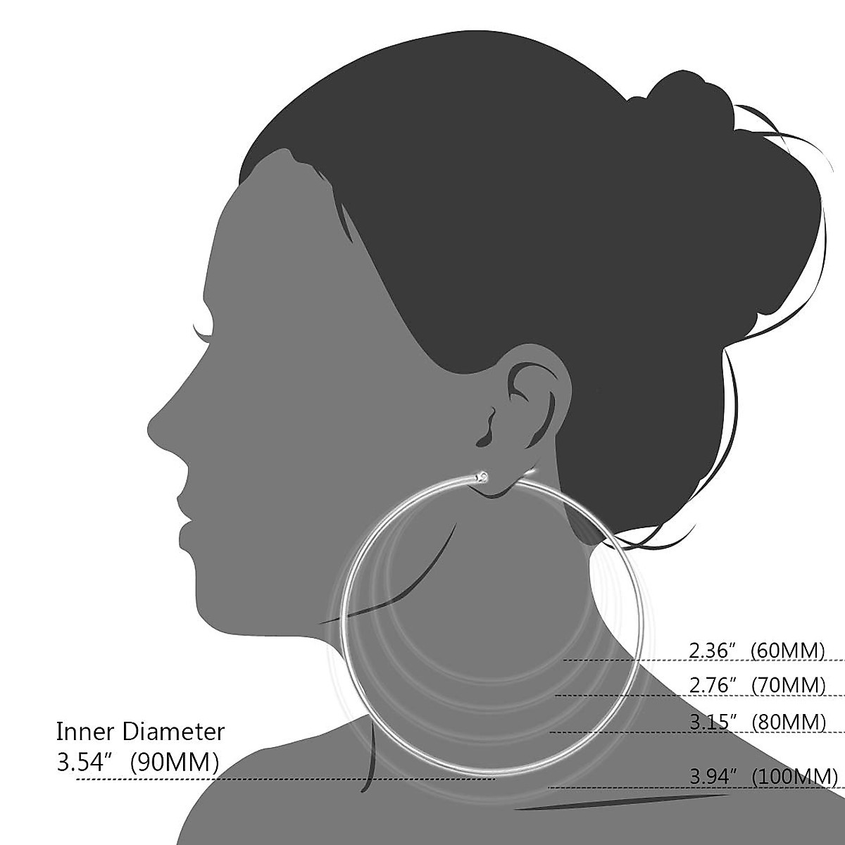 Huge Gold Hoop Earrings for Women - Plated Gold Stainless Steel Hooped Earrings for Women, 70-100mm Large Gold Hoop Earrings