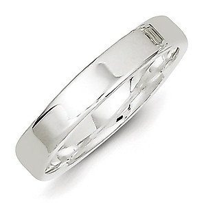 Jewelry Stores Network 4mm Flat Sterling Silver Wedding Band Ring Size 4.5