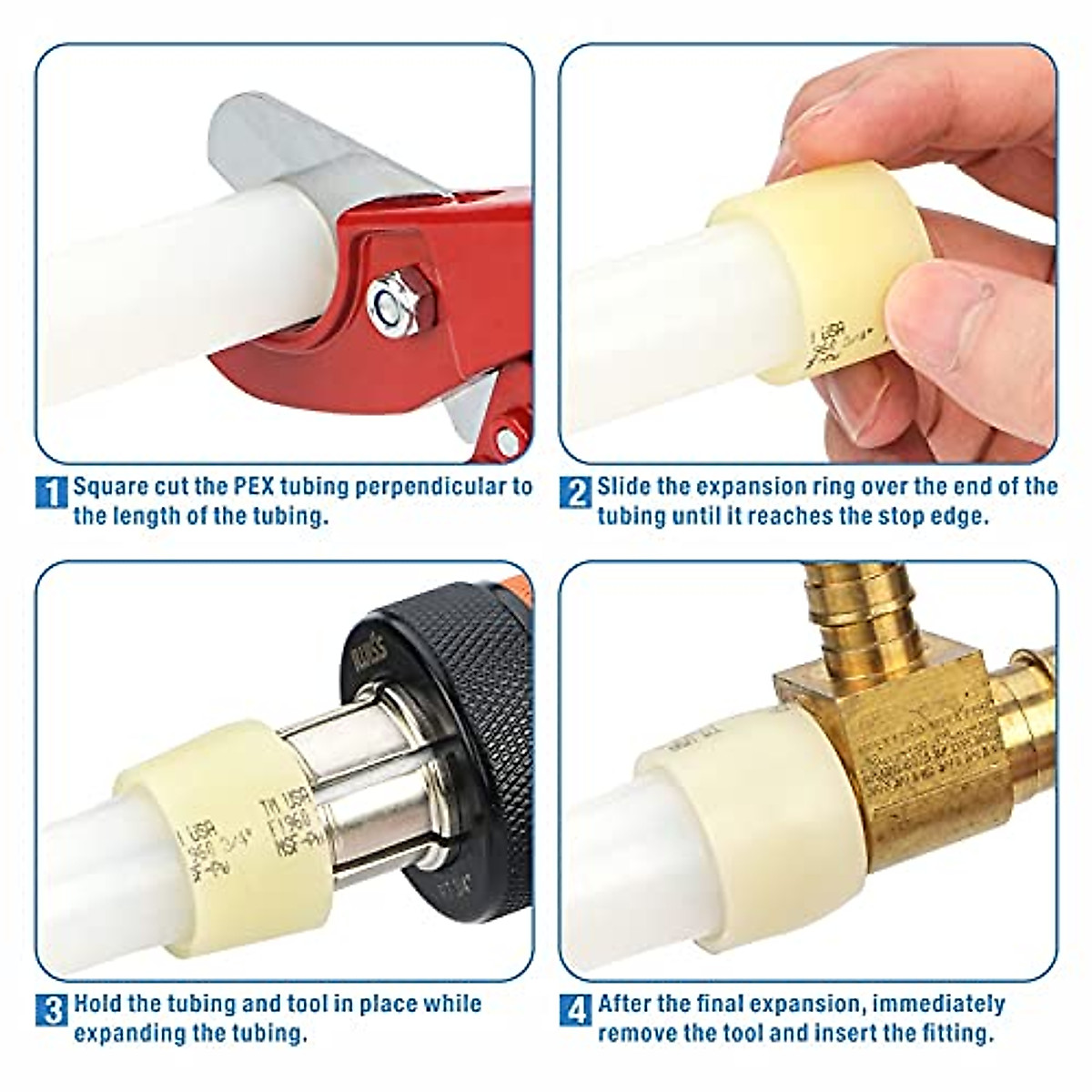 iCrimp PEX Expansion Tool Kit, Sized 1/2 inch, 3/4 inch, 1 inch, Auto Rotation Expander Tool with Pex-A Tubing Installed for Uponor Wirsbo ProPEX, PowerPEX Expansion Ring