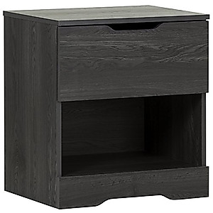 South Shore Trinity 1-Drawer Nightstand, Gray Oak with Cut-Out Handles