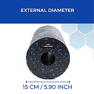 EVEREST FITNESS Foam Roller - Medium Density Level - Foam Rollers for Back Pain or Muscle Massage - Physical Therapy Roll for Legs or Body - Deep Tissue Massage - Black/Blue