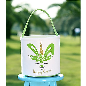 Kids Easter Bunny Basket Canvas Egg Candy Bags Cotton Rabbit Buckets Gifts