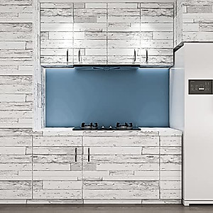 Art3d 120"x17.3" Peel and Stick Wallpaper - Decorative Self Adhesive Contact Paper for Cabinets Countertop Shelf Kitchen Wallpaper,White-Washed