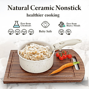 Bazova 11 Pcs Pots and Pans Set Non Stick with Removable Handles,Ceramic Cookware Set Non Toxic,Induction Kitchen Cooking Sets,Nonstick RV Cookware,Dishwasher/Oven Safe,PFAS/PTFE/PFOA Free,Cream White