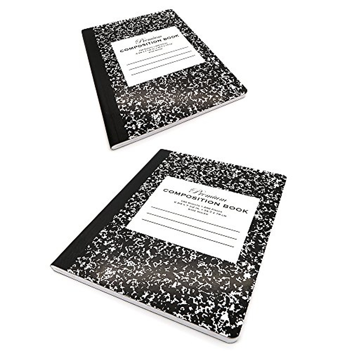 Emraw Premium Black Marble Composition Book Wide Ruled Paper Office Dairy Note Books 100 sheet Meeting Notebook Journals Hard cover Pack Of 4 Writing Book For school