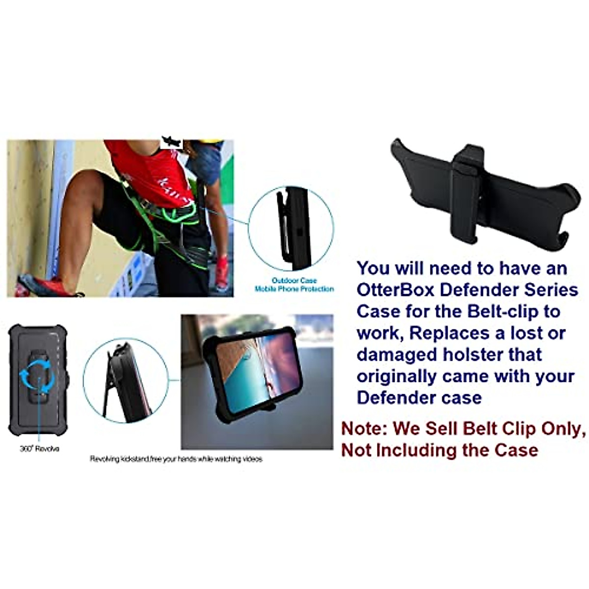 2 Pack Holster Belt Clip Replacement Compatible with OtterBox Defender Series Case for Apple iPhone XR (6.1") ONLY (Belt Clip Only, Not Including The Case)