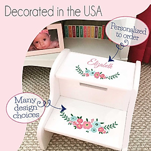 Personalized Boys Airplane White Step Stool