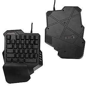 LISND One Handed Keyboard, Plug and Play One Handed Gaming Keyboard Ergonomic Design Wide Compatibility for Dorm for Game for Home