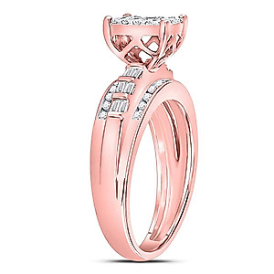 Dazzlingrock Collection 10kt Rose Gold Womens Round Diamond Cluster Bridal Wedding Engagement Ring 1/2 ctw