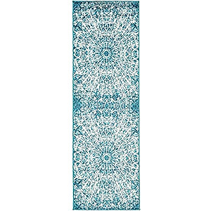 Unique Loom Sofia Collection Area Rug - Grace (2' x 6' 9" Runner, Turquoise/ Ivory)