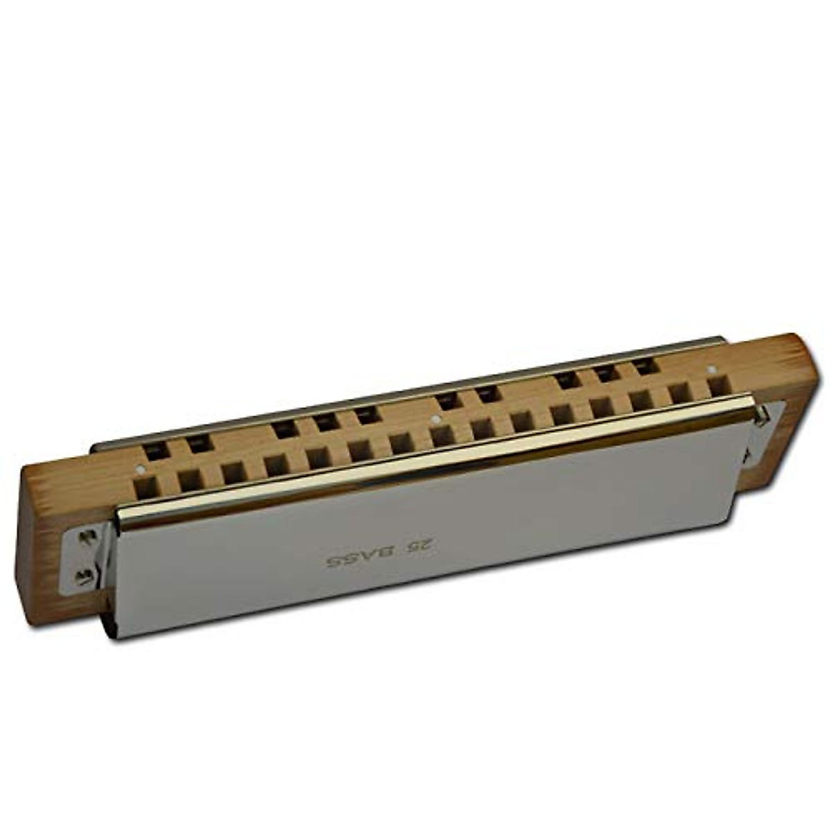 WAAZVXS 25 Hole Bass Harmonica Brass Mouth Organ Instrument Blues Harp Instrumento Chromatic Harmonica Key C Music Instrumet