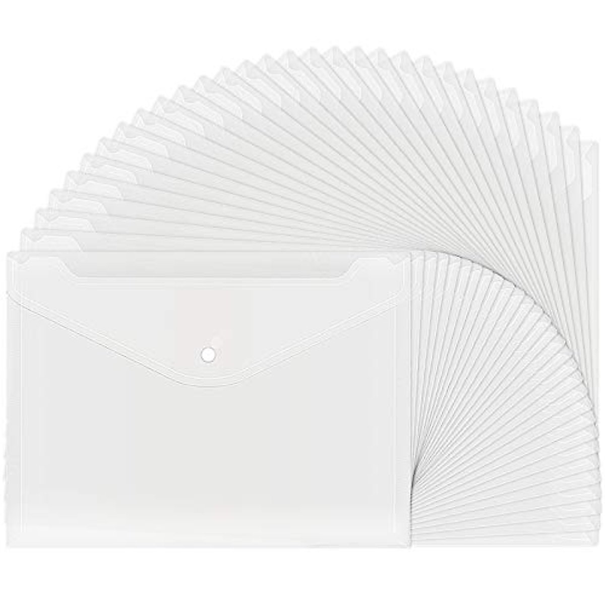 EOOUT 30pcs Plastic Envelopes, Clear Reusable Poly Envelope Waterproof File Folder with Snap Button, US Letter, A4 Size, for School Office Supplies